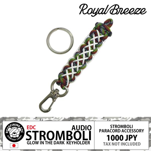EDC STROMBOLI AUDIOミニツール、カギ、等を携帯できる便利なパラコードランヤード・キーホルダー。1メートル程のパラシュートコードで編まれたタフなアクセサリーです。白のステッチは蓄光なので暗闇でぼんやり光ります。すぐに使えるキ...