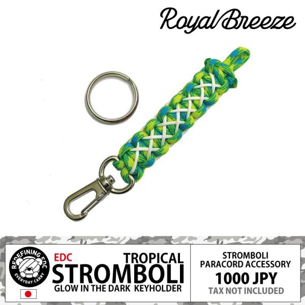 EDC STROMBOLI TROPICALミニツール、カギ、等を携帯できる便利なパラコードランヤード・キーホルダー。1メートル程のパラシュートコードで編まれたタフなアクセサリーです。白のステッチは蓄光なので暗闇でぼんやり光ります。すぐに使...