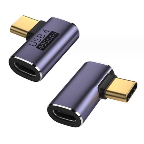 USB-4 Type-C 40Gbps 高速転送 PD100/5A　8K映像出力対応変換アダプタ1個の代金です。仕様3：オスメス/L字型（左右90°）※重要：お買い上げ仕様に関しまして、ご利用の機器よくご確認の上ご検討くださいませ。