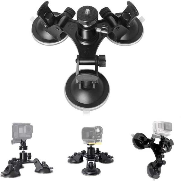 強い吸着力を誇る吸盤3つがついたデザインが特徴の3点吸盤式。なめらかな表面にしっかりと固定でき、速い動きの中でもデバイスを適切な位置に保ちます。デジタル一眼レフカメラをしっかり固定します。耐久性に優れるABS樹脂素材を使用。軽量でありながら...