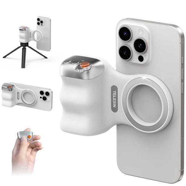 材料：  ABS + PC + アルミニウム合金寸法:  124.7mm×79.6mm×37.7mm重さ：  109g (グリップ) + 10% (付属品)関連ワード：カメラ撮影 ハンドグリップ 磁気 スマートフォンホルダー 撮影 補助リモ...