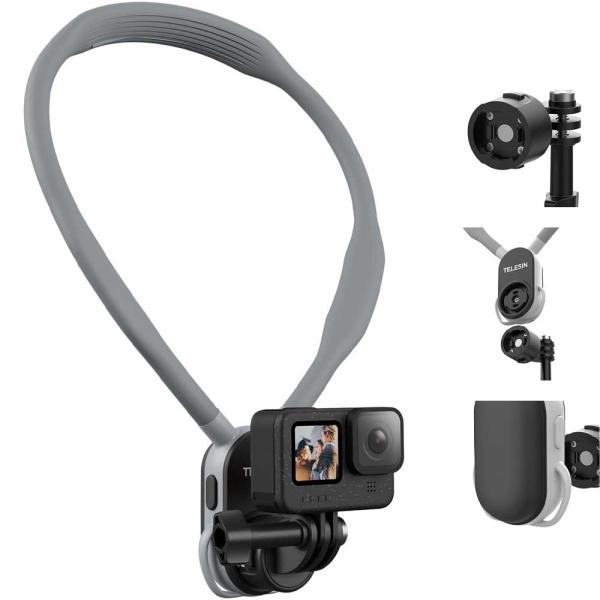 OVネックレスマウント(MAX) クイックリリース GoPro用アクセサリー 超軽量首掛け 磁気吸引 マウント  横撮り 縦撮り Vlog・旅行・釣りの記録 HERO13/12/11/10/9 Insta360 Osmo Action 3/...