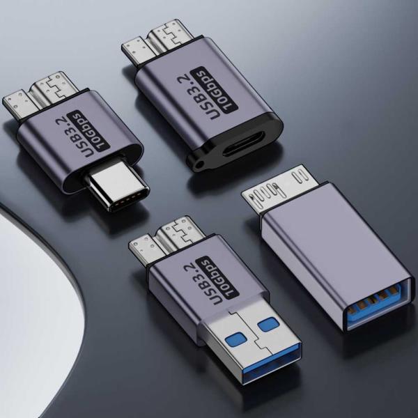 Micro B to USB3.0 A or Type-C 変換アダプタ1個の代金です。仕様1：Micro B (オス) to USB3.0 (メス)仕様2：Micro B (オス) to Type-C (メス)仕様3：Micro B (オ...