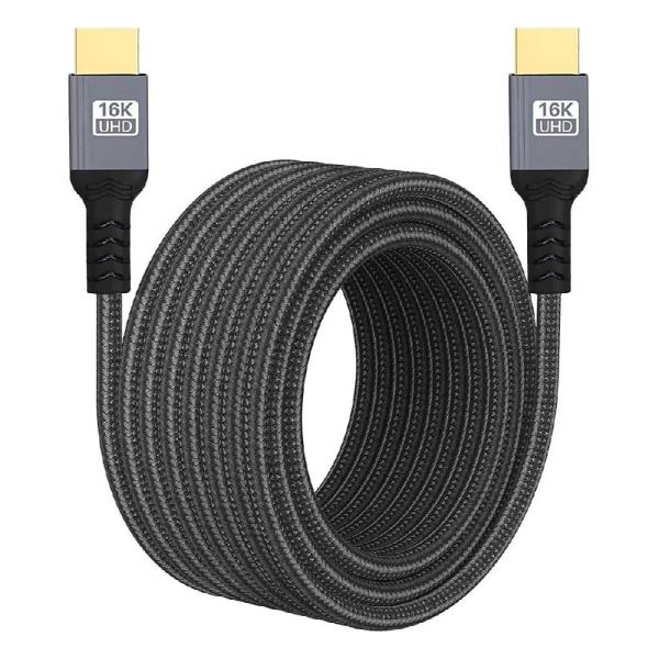 16K HDMI 2.2 ケーブル 【1ｍ】96Gbps 高速伝送 認証済み UHD 8K/240Hz 4K/480Hz対応 合金シェル 高耐久ナイロン編み ノートPC/モニター/iMac/PS5対応