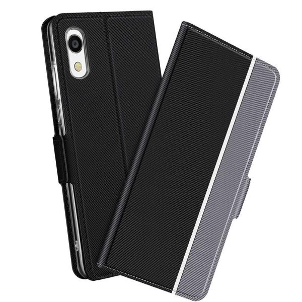 オシャレなツートンの手帳型スマホケース。手帳型なので、スマホ背面・液晶まで保護します。外側は薄くて丈夫なPUレザー素材、内側のTPUケースにスマホをはめ込むことでしっかり固定されます。TPU部分が半分接着なので、横向きにスマホを固定して動画...