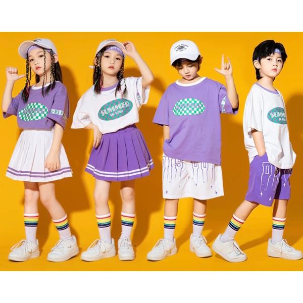 ■商品説明パープルとホワイトのプリーツスカートとハーフパンツで、ホワイトスカート、パープルスカート、ホワイトパンツ、パープルパンツの単品から選べます。110cmから180cmまでの幅広いサイズ展開で、紫と白のガールズ向けボトムス。トップスは...