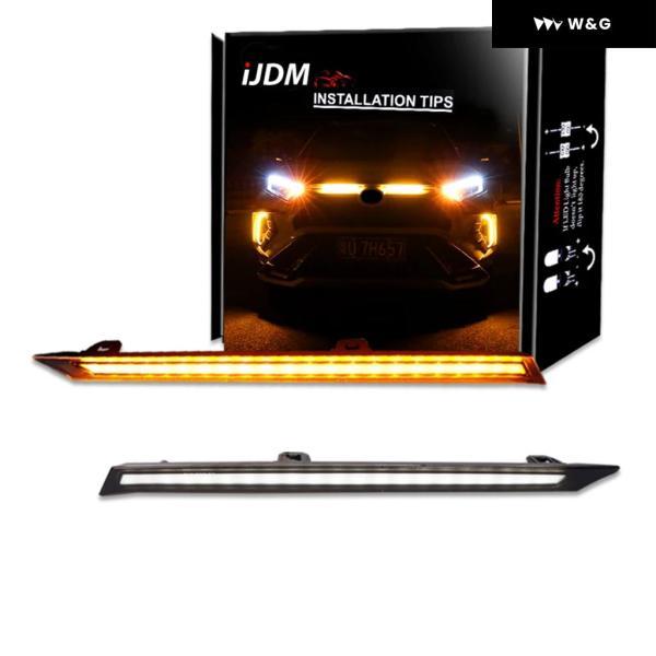 LED デイタイム ランニングライト トヨタ RAV4 車 エンジン フードベントカバー デコレーション DRL 2019 - 21 ウィンカーランプ カスタムパーツ アクセサリー 交換用部品Hign-concerned Chemical:...