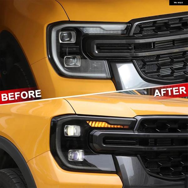 フォード レンジャー T9 ワイルド トラック 2023 車用 ヘッドライト フィルム クリアスモークブラック TPU ステッカー 2枚 カスタム パーツ アクセサリーHigh-concerned chemical:NoneExternal...