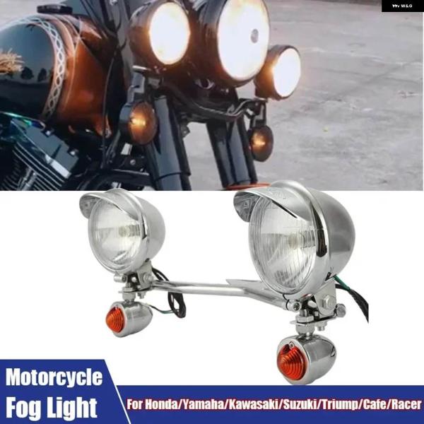 汎用 12V オートバイ ヘッドライト 通過 フォグライト ランプ フロント マウント ホルダー ホンダ / ヤマハ / カワサキ / スズキ /トライアンプ/カフェ/レーサー用 カスタム パーツ アクセサリーHigh-concerned ...