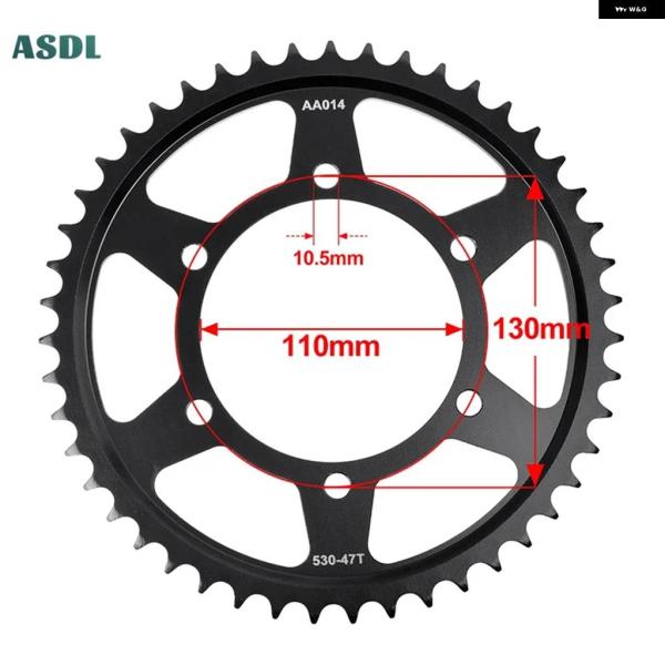 530 47T 20CRMNTI バイク リア スプロケット ヤマハ 2009-2014 YZFR1 WORLD 2012 YZF-R1 LE 2010 530 チェーン 47トゥース カスタム パーツ アクセサリーHigh-concern...