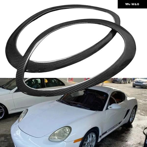 ポルシェ 987 S ケイマン ボクスター 2005 - 08 カーボン ヘッドランプ アイブロウ フロント ヘッドライト アイリッド トリム カスタムパーツ アクセサリー 交換用部品Hign-concerned Chemical:None...