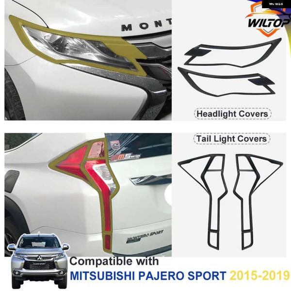 ヘッドライト テールライト カバー 三菱 PAJERO SPORT 2015-2019 ABS マットブラック デコレーションカバー 車 外装 アクセサリー カスタム パーツ アクセサリーHign-concerned Chemical:No...