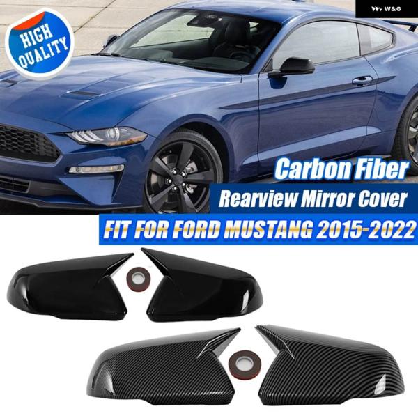 1ペア バックミラー カバー ステッカー フォード マスタング 15-22 US バージョン サイドウィングミラー キャップ ウィンカーライト 付き/なし カスタム パーツ アクセサリーHign-concerned Chemical:Non...