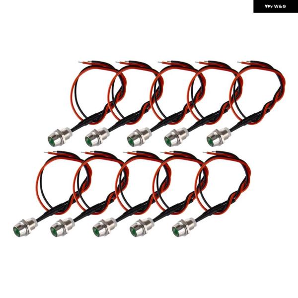 10個 グリーン 8MM 12V LED インジケーター ランプ ハザード灯 パイロットダッシュ パネル 汎 1.8W 車 トラック ボート バン カスタム パーツ アクセサリーHign-concerned Chemical:NoneTru...
