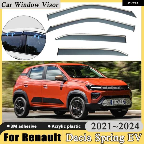 窓バイザー DACIA SPRING EV ELECTRIC 2021-24 通気口オーニングドアレインスモークカバー デフレクター ステッカー アクセサリー カスタム パーツ アクセサリーMaterial:PlasticHign-conc...