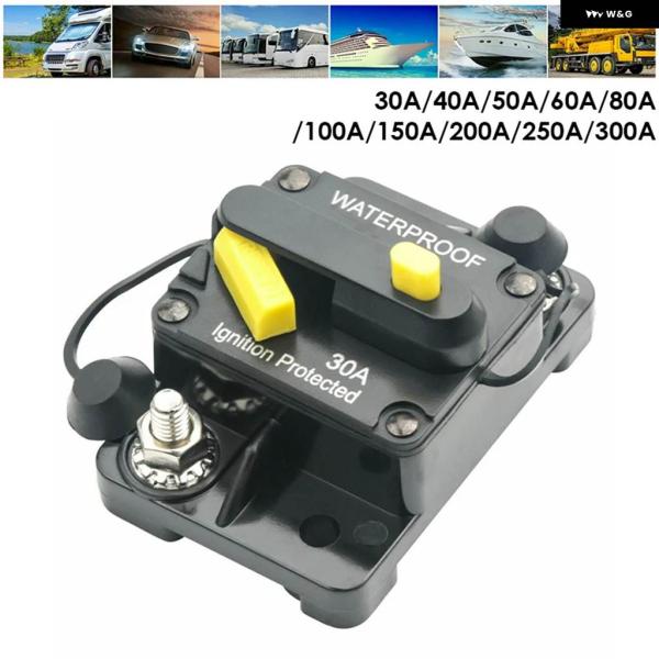 30A 40A 50A 60A 80A 100A 120A 150A 200A 250A 300A AMP サーキット ブレーカー ヒューズリセット 12-48V DC 車 ボート 自動車 防水 ソーラー システム カスタム パーツ アクセ...