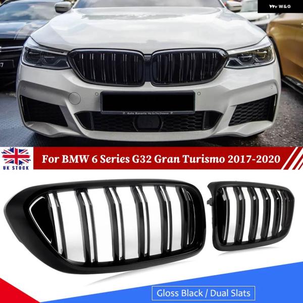 グロスブラックキドニー グリル BMW 6シリーズ G32 グランツーリスモ 2017-2020 640I 620D ダブルスラット PRE-LCI フロント グリル カスタム パーツ アクセサリーHign-concerned Chemic...