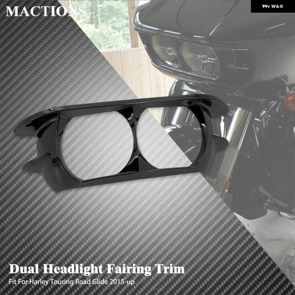 デュアル ヘッドライト フェアリング トリム ベゼル カウル ヘッドランプ カバー オートバイ ハーレー ツーリング ロードグライド スペシャルFLTRXSウルトラFLTRU CVO カスタム パーツ アクセサリーProtective pa...