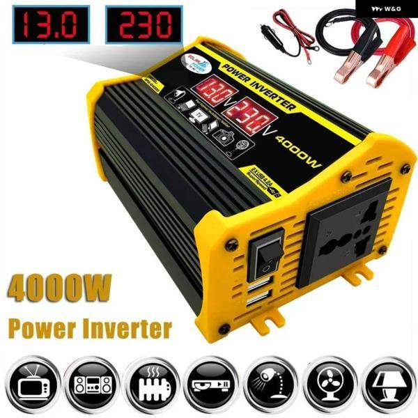 4000W 汎用 パワーインバーター 正弦波 12V 110V 220V 屋外電子充電コンバーター 2 USB 急速充電付き カスタム パーツ アクセサリーHigh-concerned chemical:NoneOrigin:Mainlan...