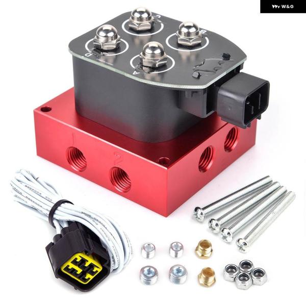 汎用 自動車/ オートバイ 12V UV2 ソレノイド バルブ キット エアライドサスペンション マニホールド バルブ エア圧ショック アブソーバー レッド カスタム パーツ アクセサリーHigh-concerned chemical:No...