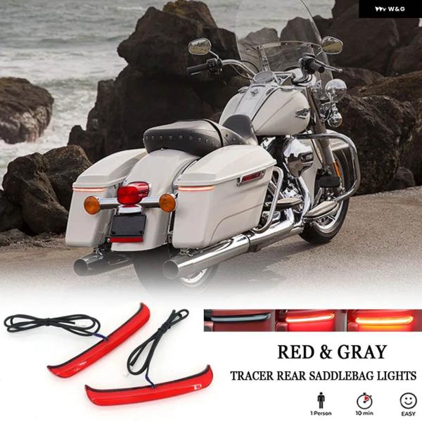 オートバイ LEDリア サドルバッグ ライトトレーサー サドルバッグ ランプ ハーレー ツーリングFLH/FLT ロードキング CVOモデル用ソリッドLEDライト カスタム パーツ アクセサリーBattery Included:NoHigh...