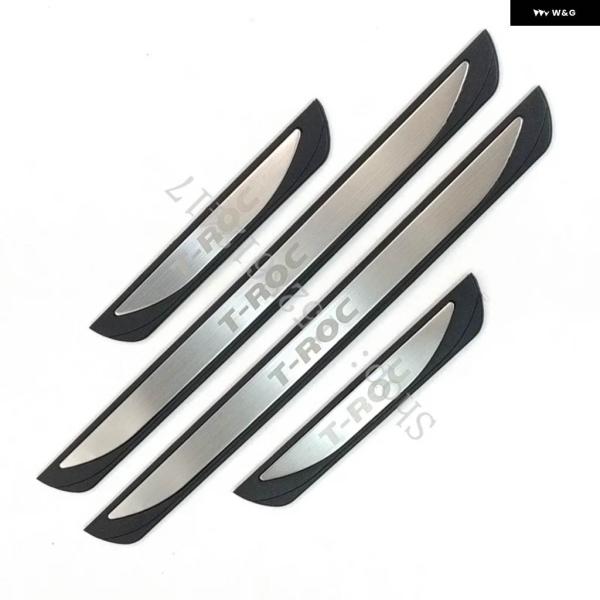 VW/ フォルクスワーゲン T-ROC T-ROC 2018 2019~2025 ABS ステンレス ドアシルキックプレートガードペダル パッド プロテクター アクセサリー カスタム パーツ アクセサリーHigh-concerned che...