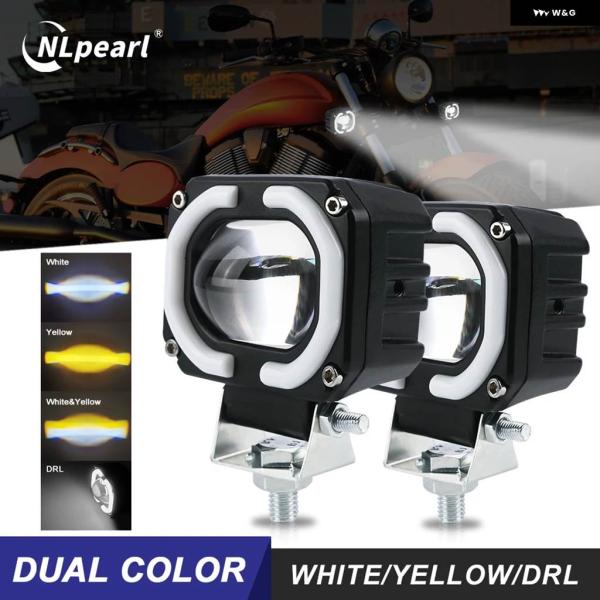 2PCS 30W オートバイ LED ヘッドライト 補助スポットライト ビュール ホワイト デュアルカラー フォグライト 10V-28V ミニLED作業灯 カスタム パーツ アクセサリーIngress Protection:IP65Beam...