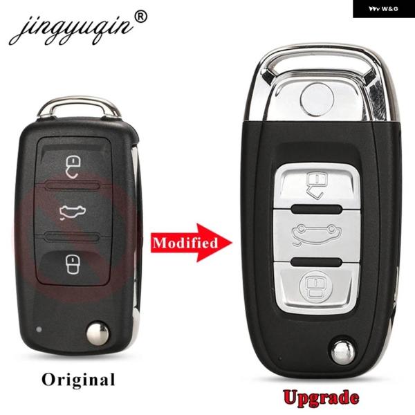 フリップキーケース フォルクスワーゲン ゴルフ 6 MK6 ティグアン ポロ パサート CC シート スコダ オクタビア 3 ボタン 車キーシェル フォブ カスタム パーツ アクセサリーHigh-concerned chemical:Non...