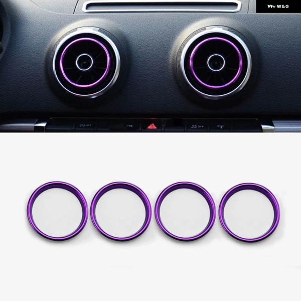 エアコン エアベント アウトレット リング カバー トリム デコレーション ステッカー アウディ A3 S3 8V 2013-2020 Q2 SQ2 4個 カスタム パーツ アクセサリーHigh-concerned chemical:Non...