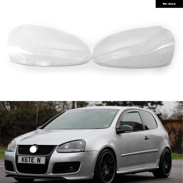 クリアハウジング フロントヘッドライト レンズシェルカバー ガラス ランプカバー ランプシェード フォルクスワーゲン ゴルフ 5 MK5 ジェッタ 2005-2009 カスタム パーツ アクセサリーHigh-concerned chemic...