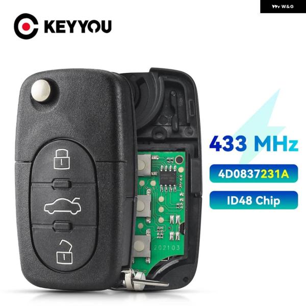 リモートキー 433MHZ ID48 チップ AUDI 4D0837231A 4D0 837 231 A A3 A4 A6 A8 旧モデル 1999 - 02 3ボタン カスタム パーツ アクセサリーCountry/Region of Ca...