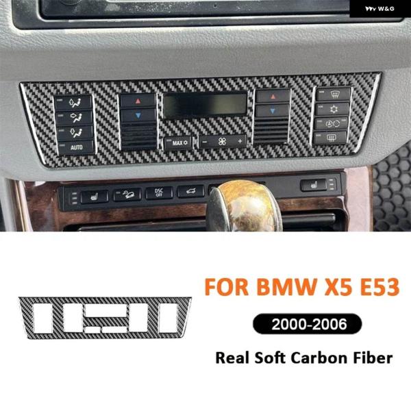 BMW X5 E53 2000-2006用カーボンカーセンター コンソール エアコン コントロール ボタン パネル フレーム トリム ステッカー カスタム パーツ アクセサリーHigh-concerned chemical:NoneStic...