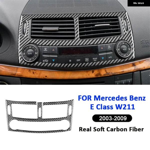 メルセデス ベンツ E クラス W211 2003-2009用 カーボンカーセンター コンソール エアコン パネル フレーム 装飾 ステッカー カスタム パーツ アクセサリーHigh-concerned chemical:NoneStick...