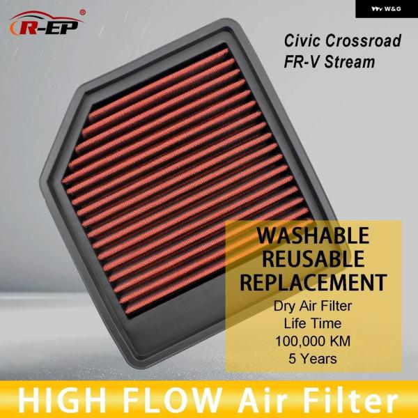 R-EP ハイフローエア フィルター ホンダ シビック クロスロード FR-V ストリーム 1.8L コールドエアインテーク フィルター 洗浄可能 再利用可能 カスタム パーツ アクセサリーHigh-concerned chemical:N...