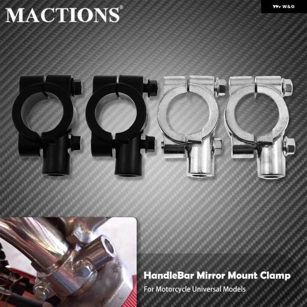 2個 セット オートバイ 8MM 10MM 25MM ハンドルバー ミラー マウント クランプ バックミラー ホルダー ブラケット シルバー ハーレー ホンダ カスタム パーツ アクセサリーHigh-concerned chemical:N...
