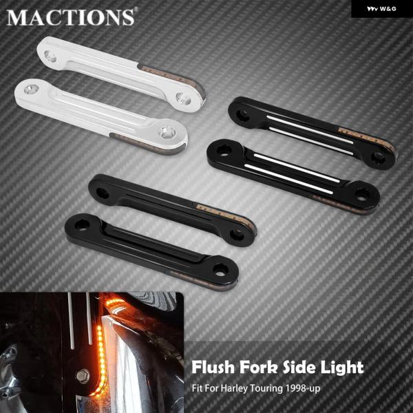 オートバイ LEDフロントフラッシュ フォーク ウィンカー アンバー ライト ブラケット ショック アブソーバー サイドランランプ ハーレー ツーリングFLHR FLH 98-23 カスタム パーツ アクセサリーBattery Includ...