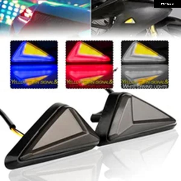 オートバイ LED三角 ウインカーライト フラッシュ マウント アンバー レッドブルーホワイト デイタイム ランニングライト ウインカーライト フラッシャー インジケーター ランプ カスタム パーツ アクセサリーBattery Includ...