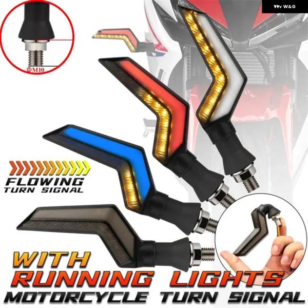 オートバイ ウィンカーライト デイタイム ランニングライト アンバー 色 ダイナミックフローイングブリンカー インジケーター 12V LED オートバイ フラッシュライト リアランプ カスタム パーツ アクセサリーBattery Inclu...