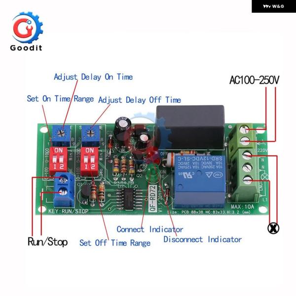 AC 100V 110V 120V 220V 230V 240V タイマー 制御 リレー モジュール オフディレイスイッチ 機器 マシン テスト回路 カスタム パーツ アクセサリーEU LVD Voltage:High voltage: A...