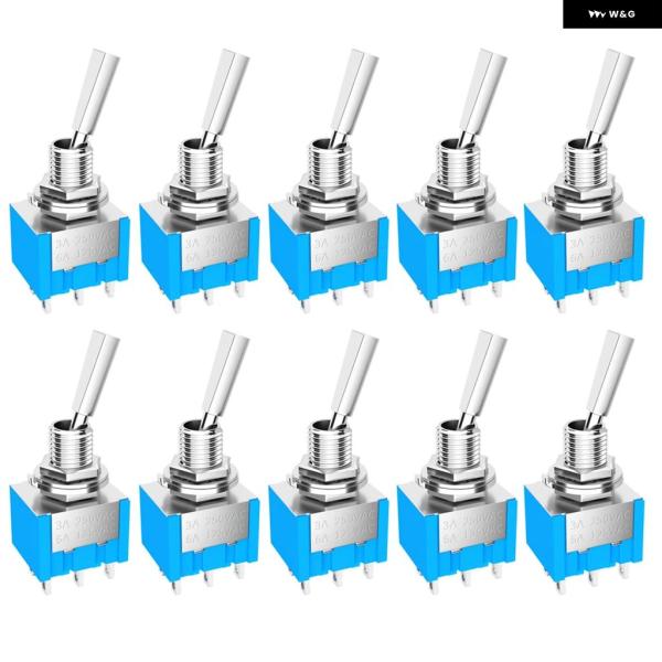 ミニトグルスイッチ 10個 3ポジション 2ポジション オン オフ オン DPDT SPST DPST 6A 125VAC 3A 250VAC ラッチング フラットハンドル 車 トラック カスタム パーツ アクセサリーHigh-concer...