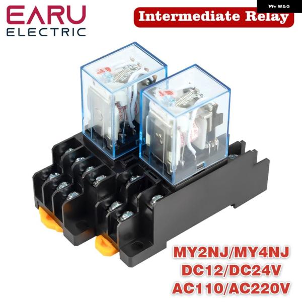 MY2NJ MY4NJ DINレール小型電磁リレーコイルパワーリレー DC12V DC24V AC110V AC220V ソケットベース 2NO 2NC カスタム パーツ アクセサリーEU LVD Voltage:Low voltage: ...