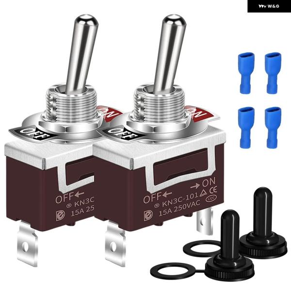2個 SPST 防水 トグルスイッチ 12V DC 30A 125VAC 20A マリン 2ピン オン/オフ スペード端子 車 ボート用 カスタム パーツ アクセサリーHigh-concerned chemical:NoneCurrent:...