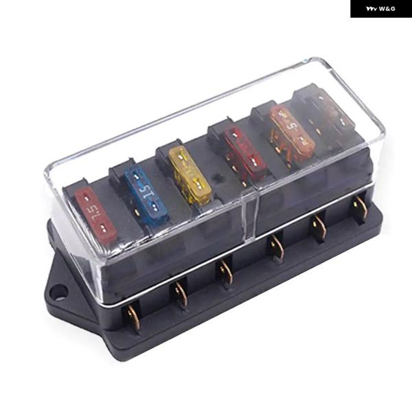 6ウェイ車載回路スタンダードブレードヒューズ ボックス ブロック ホルダー ヒューズ12V/24V S 5A 10A 15A 20A 25A 30Aヒューズ カスタム パーツ アクセサリーHigh-concerned chemical:No...