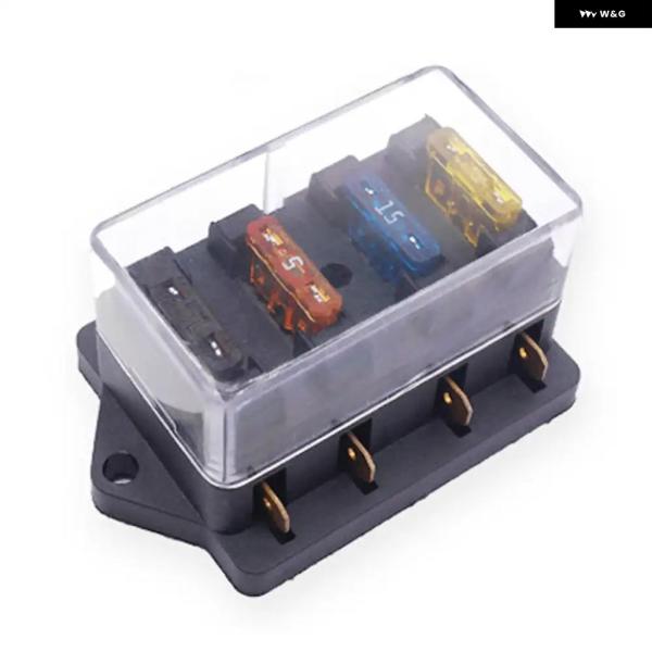 1個 車用 4ウェイ回路スタンダード ATO ブレードヒューズ ボックス ブロック ホルダー 12V / 24V +4ウェイヒューズ 22MM ハンドルバー S カスタム パーツ アクセサリーHigh-concerned chemical:...