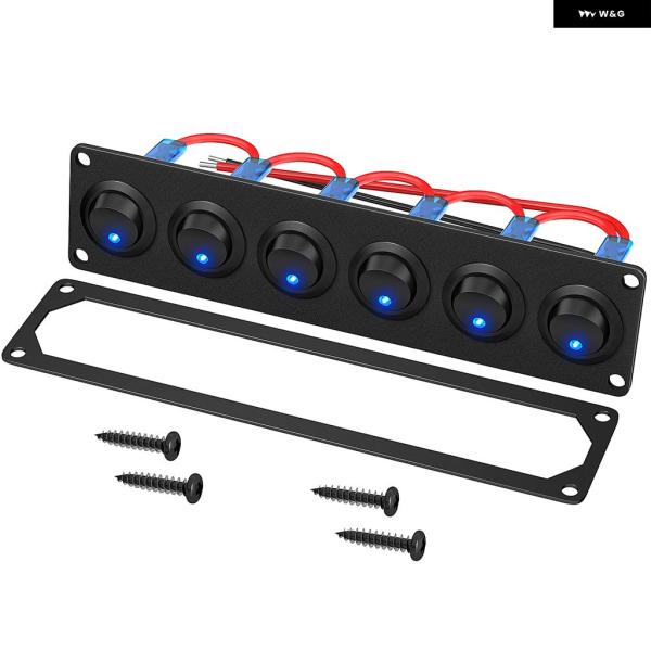 DAIERTEK 6 連スイッチ パネル 12V ボート ロッカー トグル スイッチ パネル 12 VDC 20A 3ピン SPST オンオフスイッチ RV 車 トラック 船舶用 カスタム パーツ アクセサリーHigh-concerned ...