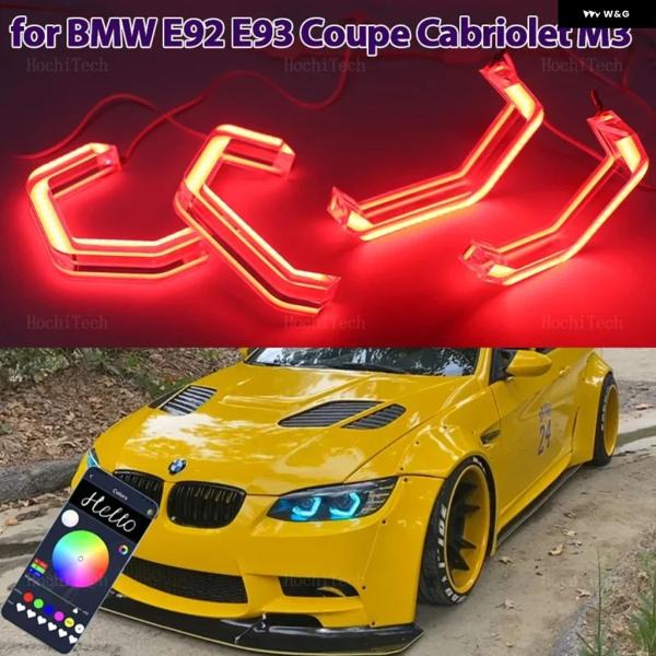 M4 スタイル RGBリング エンジェルアイズ スマートフォンアプリ 制御 リモートLED ヘッドライト リング BMW E92 E93 クーペ コンバーチブル カブリオ M3 2006-2013 カスタム パーツ アクセサリーHigh-c...