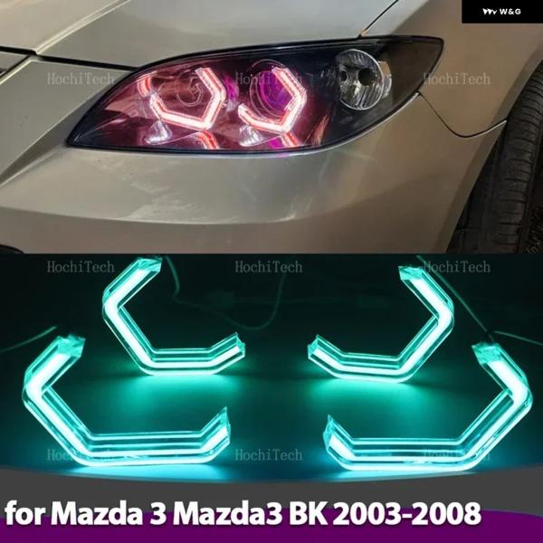 マルチカラーRGBリングM4 スタイル ライトLEDエンジェルアイキット アプリ 制御 マツダ 3 マツダ 3 BKセダン ハッチバック 2003-2008 カスタム パーツ アクセサリーHigh-concerned chemical:No...