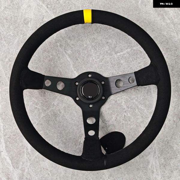 13.5インチカスタムレザー製 ステアリングホイール カスタム車用スポーツ ステアリングホイール レーシング ステアリングホイール カスタム パーツ アクセサリーHigh-concerned chemical:NonePlacement o...