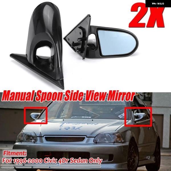 ホンダ シビック 4ドアセダン 1996-2000 用 手動ミラー ペア スプーン スタイル ドアサイド ウイング ビューミラー カスタム パーツ アクセサリーHigh-concerned chemical:NoneModel Year:1...