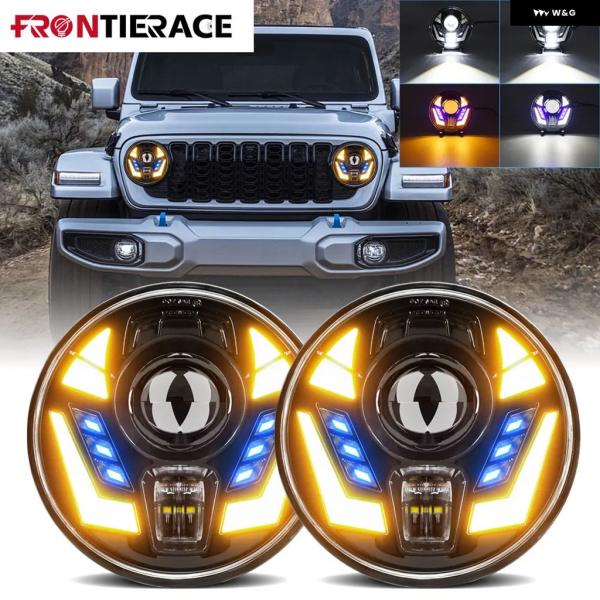 7インチ丸型LEDライト エンジェルアイズ ラングラー ジープ ワークLED ヘッドライト DRL H4 12V 24V 4X4 ハーレー カスタム パーツ アクセサリーHigh-concerned chemical:NoneCertifi...